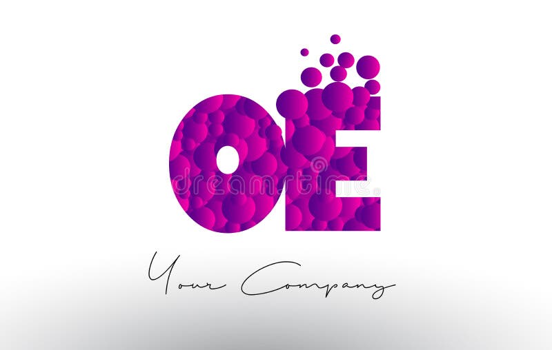 OE O E Dots Letter Logo with Purple Bubbles Texture. Stock Vector ...