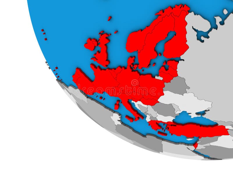 OECD European Members on 3D Globe Stock Illustration - Illustration of ...
