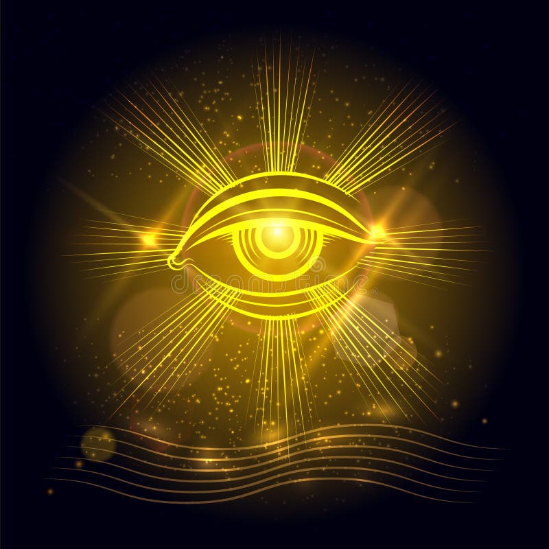 Oeil De Dieu De L'Egypte Sur Le Fond D'or Illustration de Vecteur ...