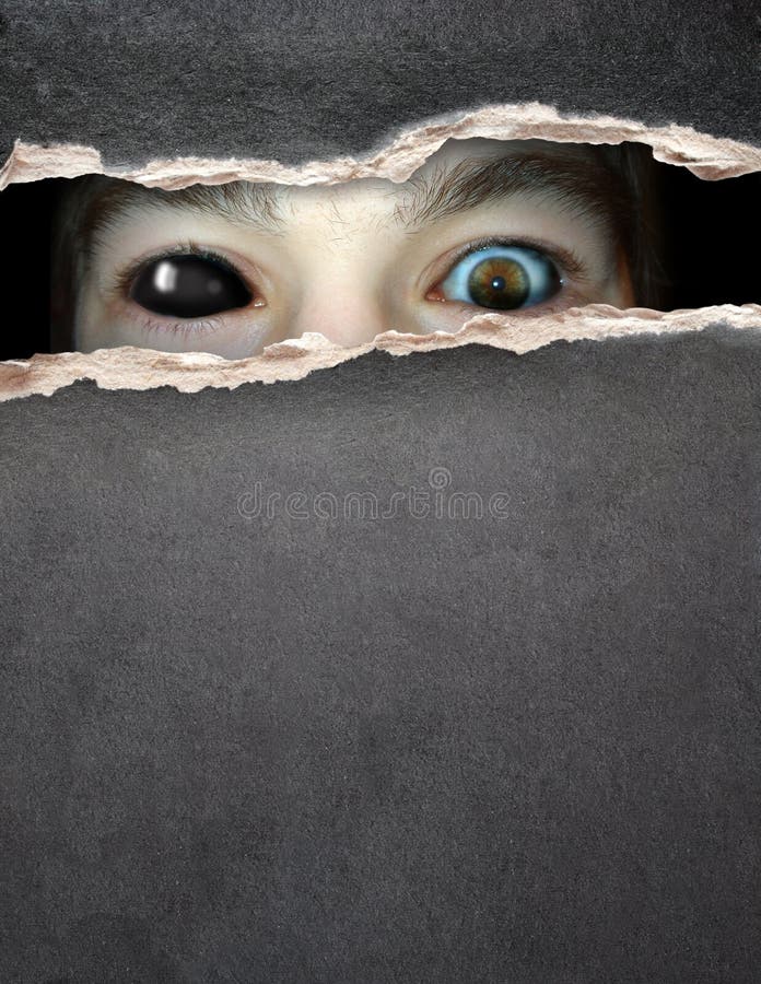 Oeil De Monstre En Trou Dans Le Papier Photo stock - Image du créature ...