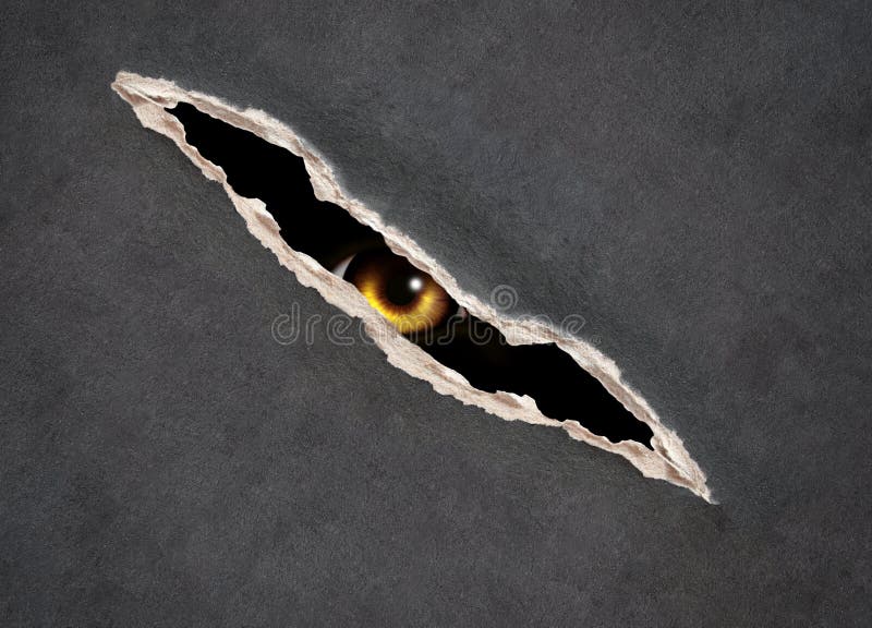 Oeil De Monstre En Trou Dans Le Papier Photo stock - Image du créature ...