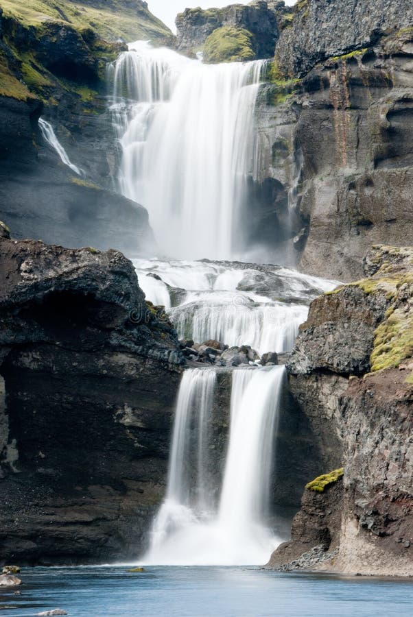 Ofaerufoss Waterfall in Eldgja Canyon Stock Photo - Image of nature ...