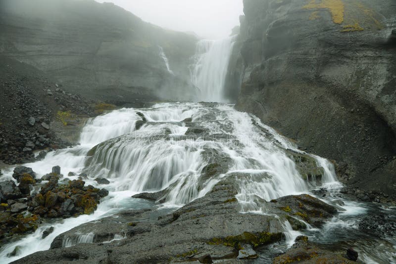 Ofaerufoss Waterfall in Eldgja Canyon Stock Image - Image of geology ...