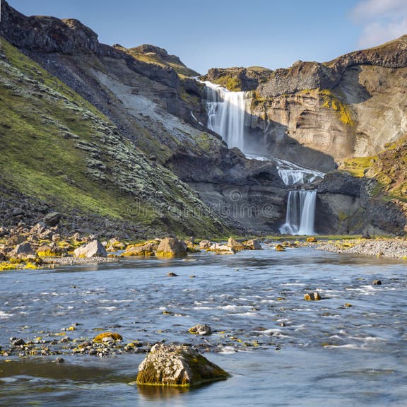 Ofaerufoss Waterfall, Iceland Stock Image - Image of beauty, fjallabak ...