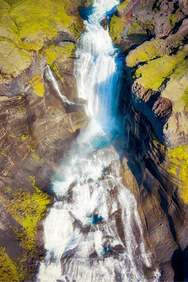 Ofaerufoss Waterfall in the Southern Iceland Highlands, Taken in August ...