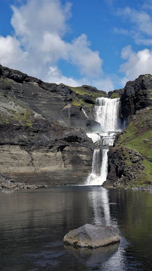 Oferufoss Waterfall, Eldgja Gorge, Iceland Stock Image - Image of ...