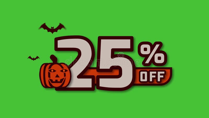 25 Off Animated Halloween Discount Text on a Green Screen Stock Footage ...
