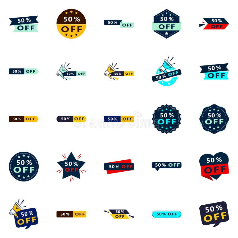 50 Off Banners Set - Attractive Designs Stock Vector - Illustration of ...