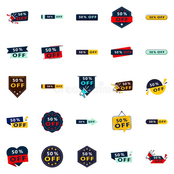 50 Off Banners Set - Attractive Designs Stock Vector - Illustration of ...