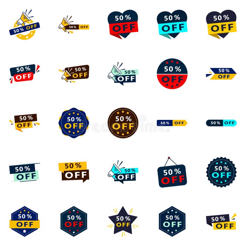 50 Off Banners Set - Different Styles Stock Vector - Illustration of ...