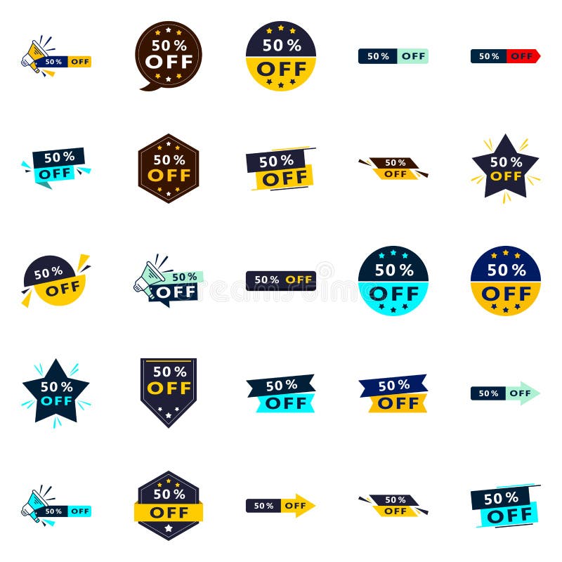 50 Off Banners Set - 25 Unique Styles Stock Vector - Illustration of ...
