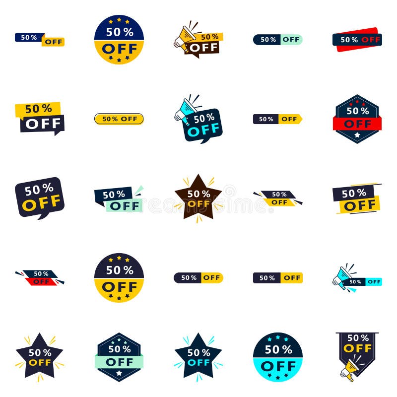 50 Off Banners Set - 25 Unique Styles Stock Vector - Illustration of ...