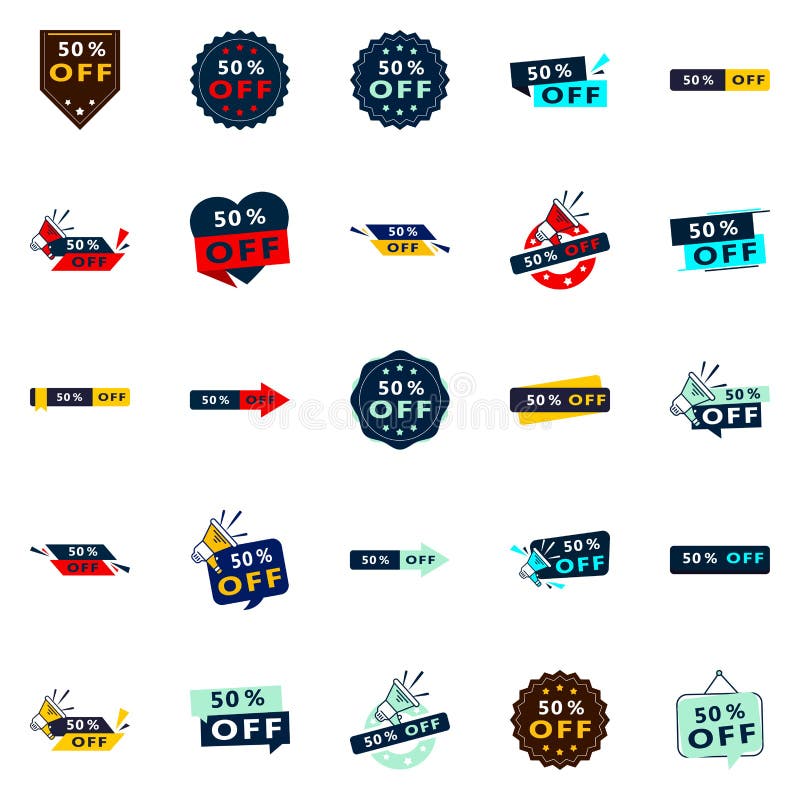 50 Off Banners Set - 25 Unique Styles Stock Vector - Illustration of ...