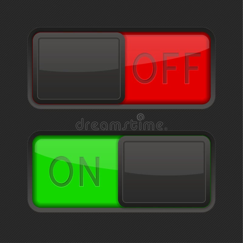 On and Off Black Toggle Switch Buttons. Red and Green Interface ...