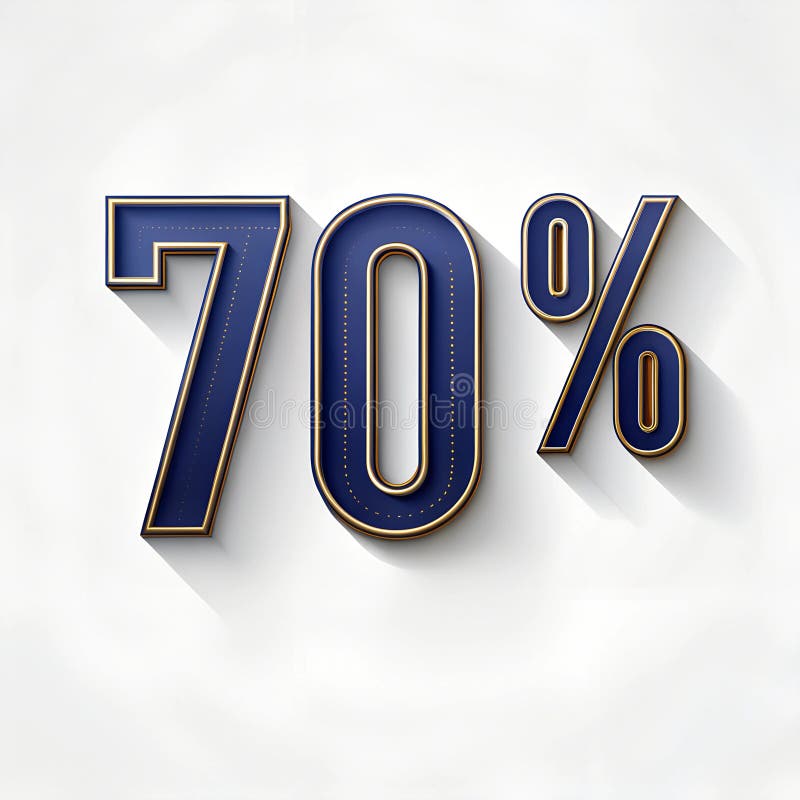 70 Off in Bold Navy Blue Letters on a Crisp White Background Stock ...