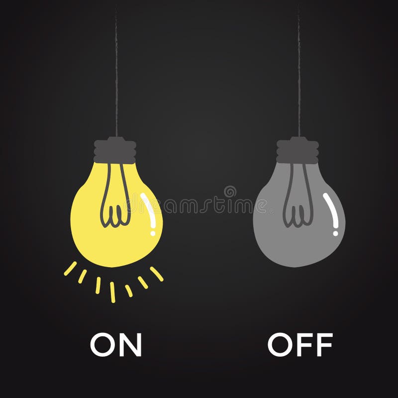 On and Off Bulb Electric Over Black Background Stock Vector ...