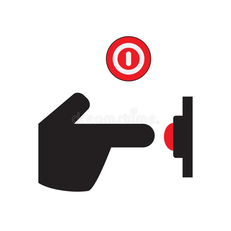 On Off Button Icon. Hand Icon. One Click Stock Vector - Illustration of ...