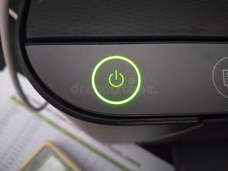 The on Off Button Lights Up Green and Yellow Stock Image - Image of ...