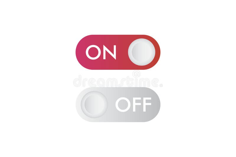On and Off Buttons with Inscription Mockup. Stock Vector - Illustration ...