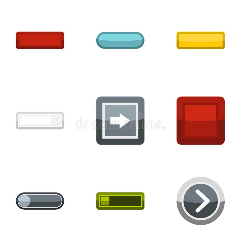 On Off Buttons Icons Set, Flat Style Stock Vector - Illustration of ...