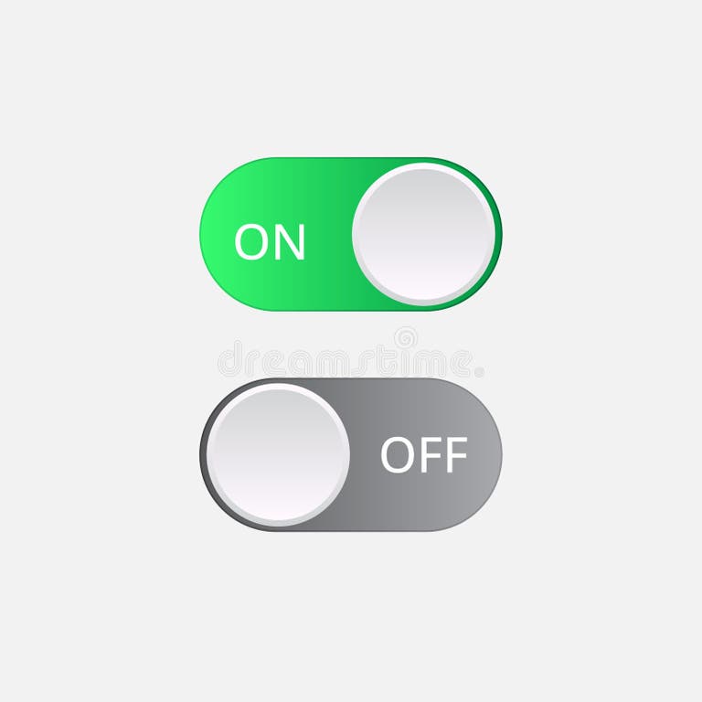 On and Off Buttons, on and Off Toggle Switch Buttons, Toggle Buttons Stock Vector - Illustration ...
