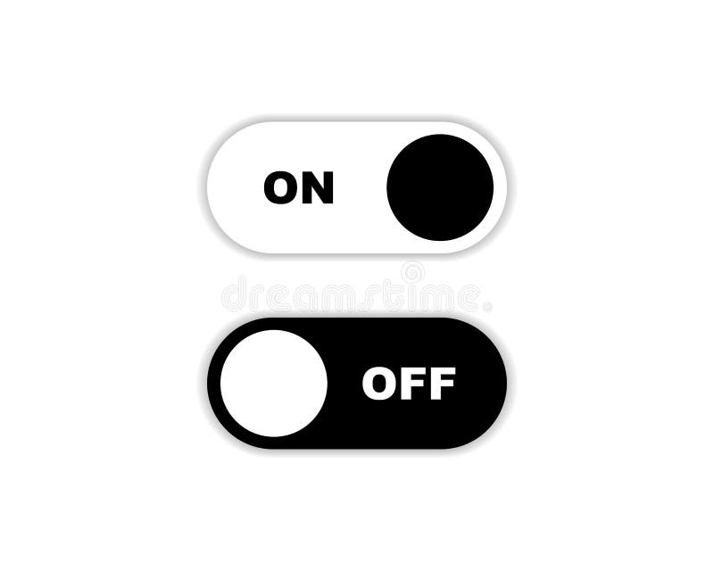 On and Off Buttons Slider Vector Icons Set. Switcher or Toggle Symbols ...