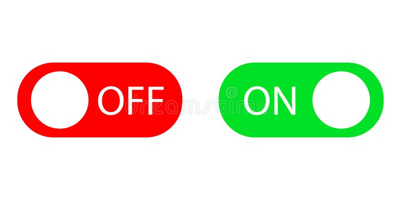 On and Off Buttons. Vector Green and Red Buttons on Isolated Background ...