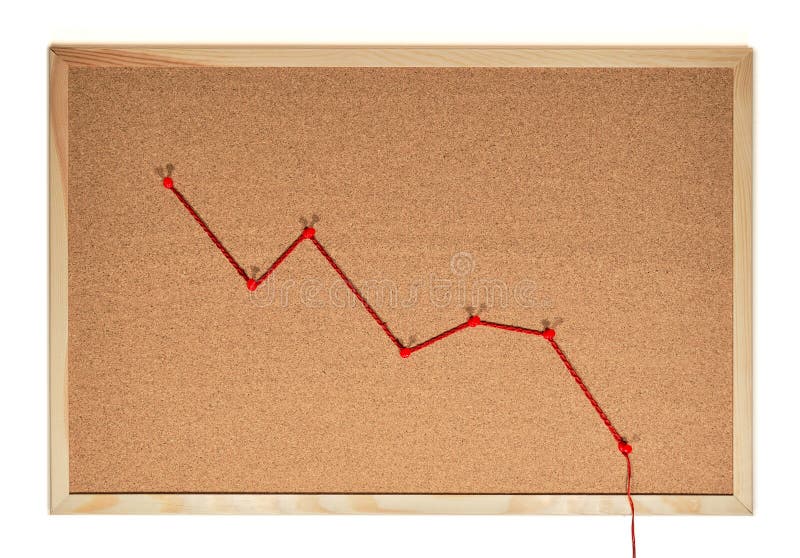 Off the Charts Concept. Falling Line Graph Made of Red Wool Thread and ...