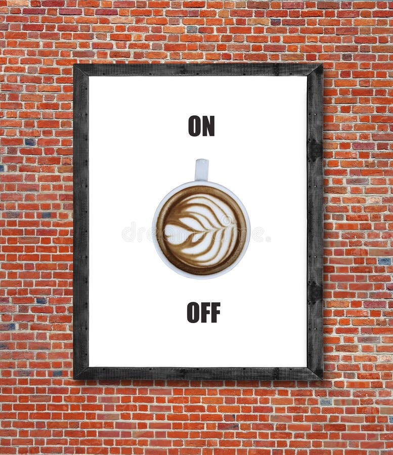 On Off Coffee Written in Picture Frame Stock Image - Image of sign ...