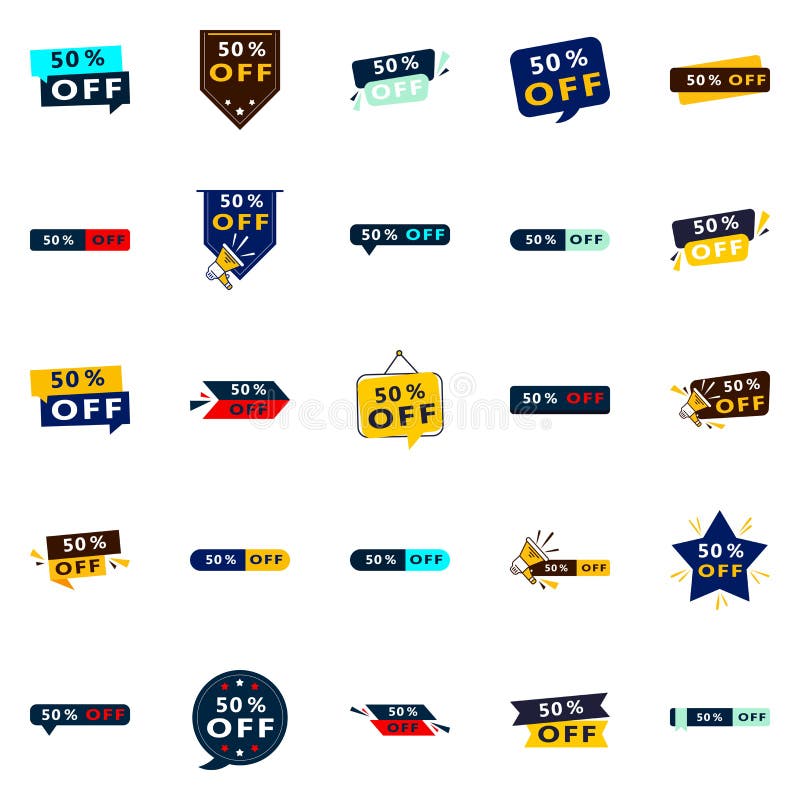 50 Off Collection 25 Unique Designs Stock Vector - Illustration of ...