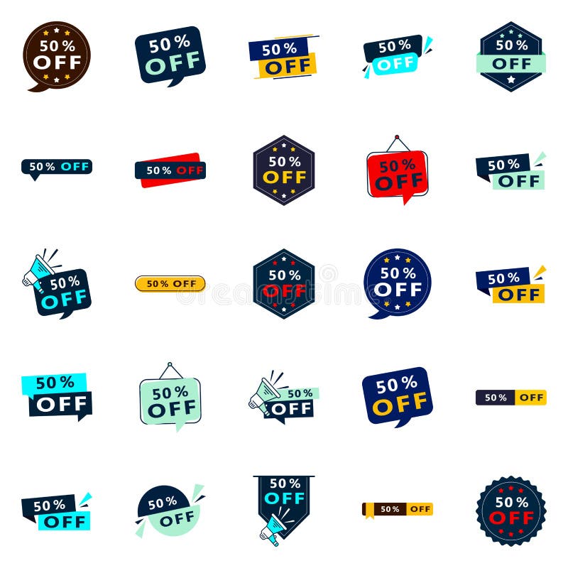50 Off Collection Unique Designs Stock Vector - Illustration of badge ...
