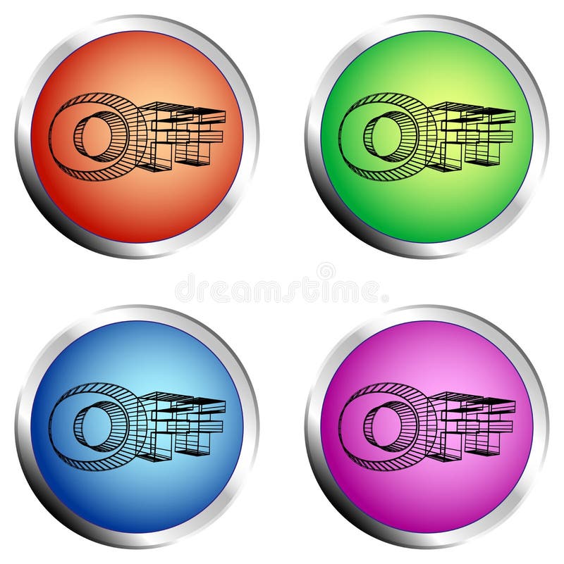 OFF Colored Circle Push Button Set Stock Vector - Illustration of ...