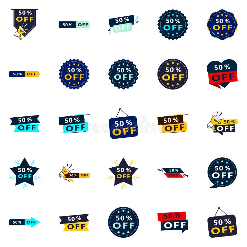 50 Off 25 Customizable Designs for Sales and Promotions Stock Vector ...