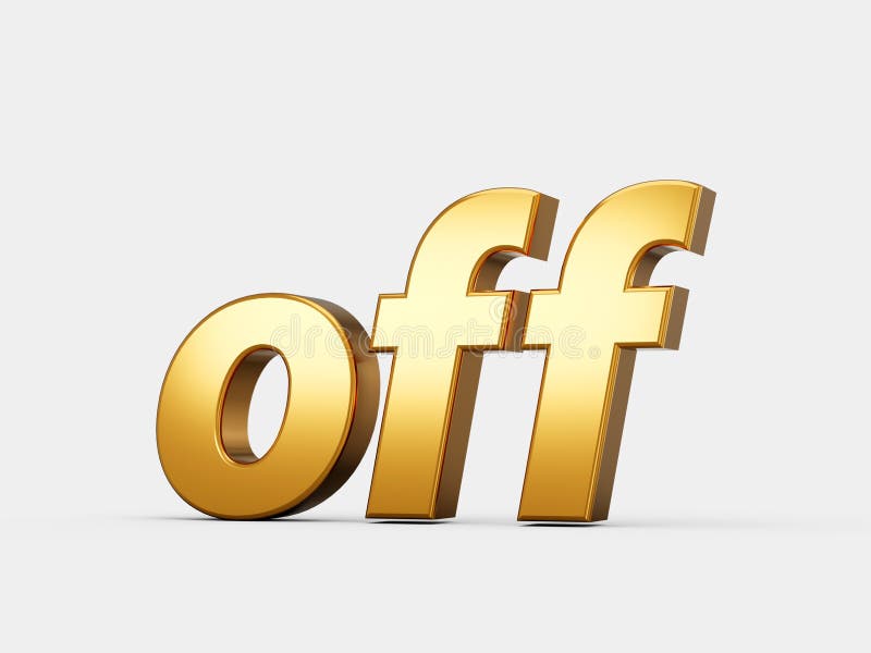 Off 3D Type Gold on White Background 3d Illustration Stock Illustration ...