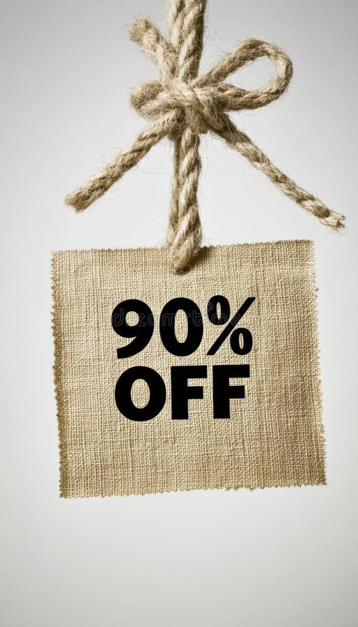 90 Off Discount Concept - Rustic Natural Burlap Tag Hanging on Twine ...