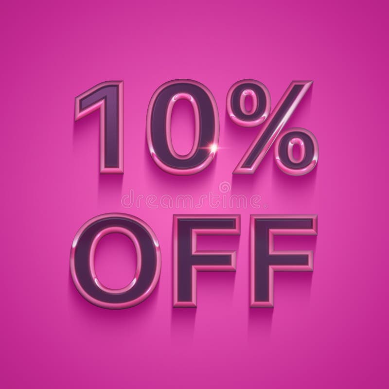 10 Off, Discount, 3d Letters on Pink Background, 3d Rendering Stock ...