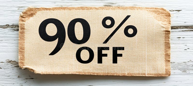 90 Off Discount Sign on Rustic, Distressed Cardboard Note Sale and ...