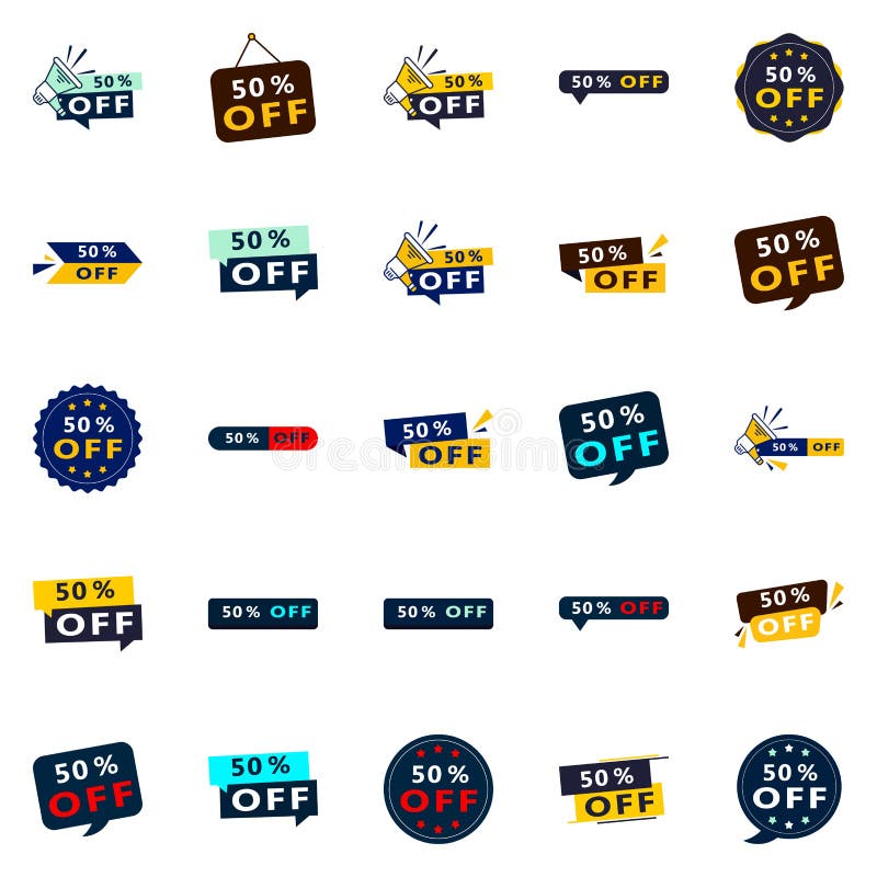 50 Off Graphics Pack of 25 Vector Banners Stock Vector - Illustration ...