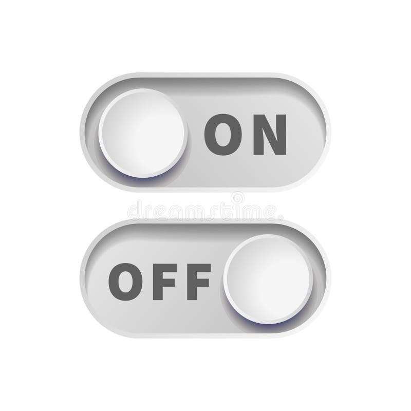On and Off Gray Realistic Toggle Switch Buttons on White Stock Vector ...