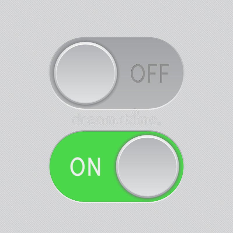 On and Off Slider Switch Buttons. Black 3d Rectangle Icons Stock Vector ...