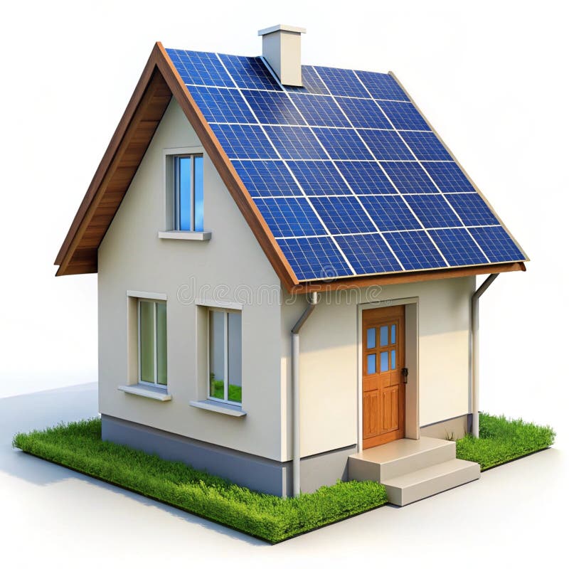 Off Grid Home Isolated on White Background Stock Illustration ...