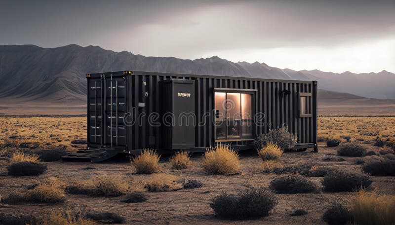Off Grid Shipping Container Home Realistic Isolated. Al Generated Stock ...