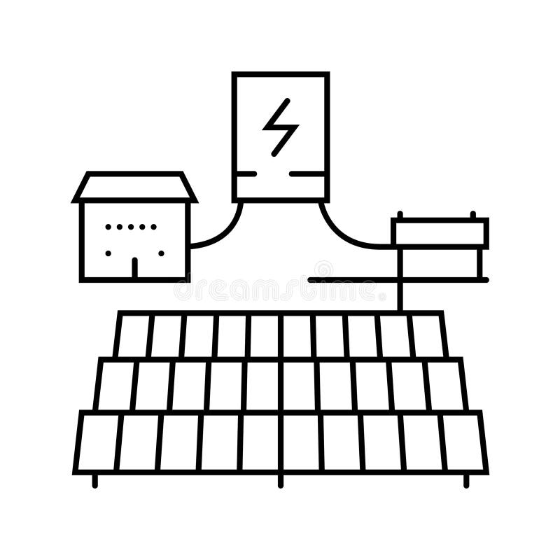 Off Grid Solar Panel Line Icon Vector Illustration Stock Vector ...