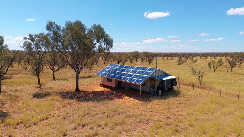 Off-grid Solar-powered Home in Dry Rural Environment Stock Photo ...