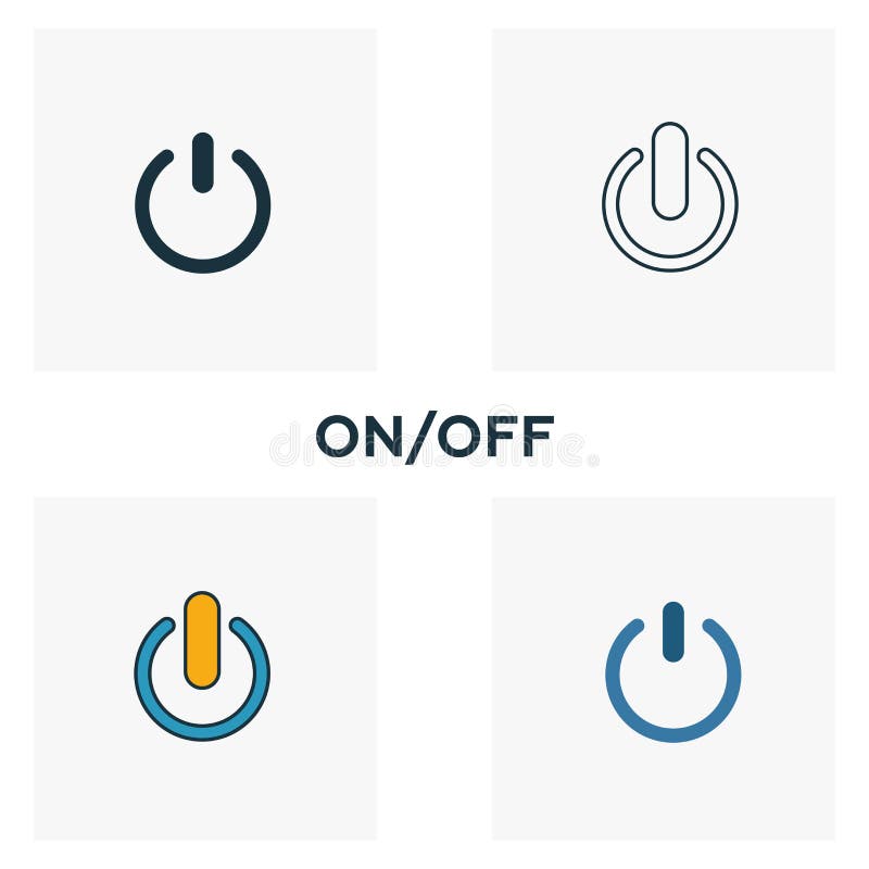 On Off Icon Set. Four Elements in Diferent Styles from Audio Buttons ...