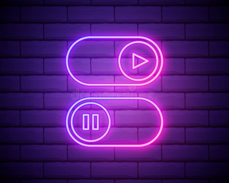 On and Off Lamp Neon Light Toggle Switch Button.Play and Pause ...