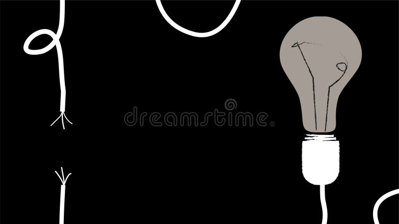 Off Light Bulb with Cut Cable on Black Backgroun Stock Illustration ...