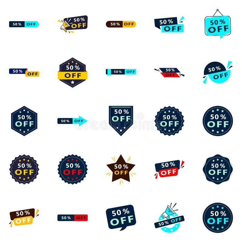 50 Off Pack Different Design Variations Stock Vector - Illustration of ...