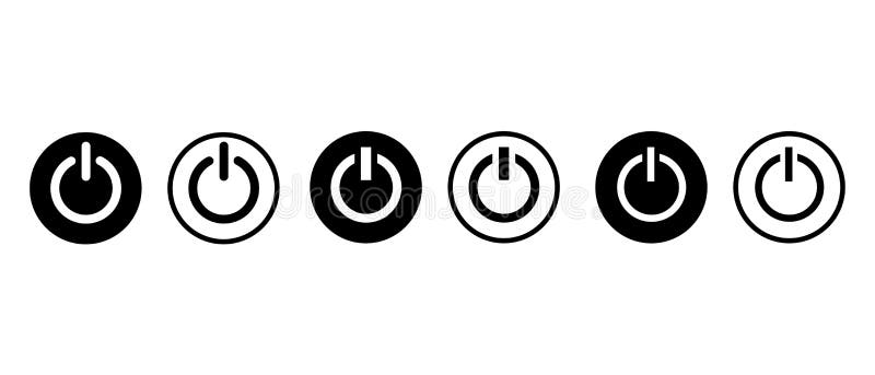On Off Power Button, Vector Icons Set. Press Start Button Sign Stock ...