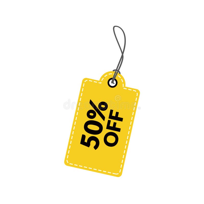 50 Off Promotional Tag – Bright Yellow Hanging Label Design Stock ...